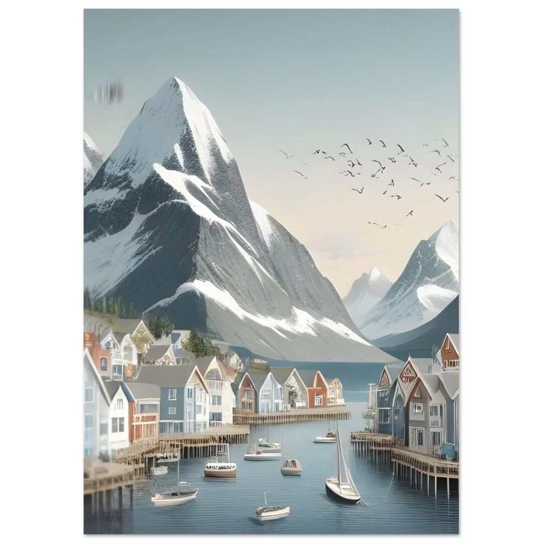 Scandinavian Fjord and Mountains Poster | Premium Matte Design | Home ...