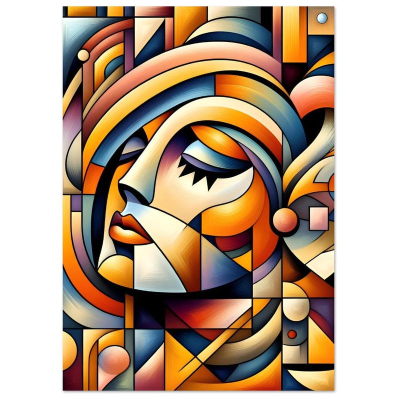Stylish Cubism Poster - Profile of a Woman - Modern Wall Art Print - Etsy