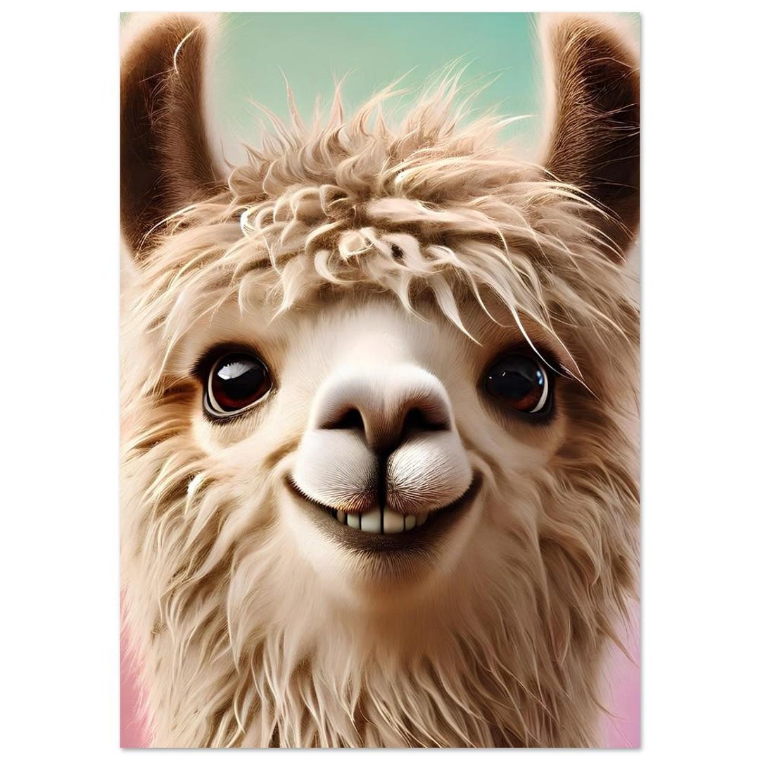 Cute Llama Poster | Premium Matte Paper Wall Art | Adorable Alpaca ...