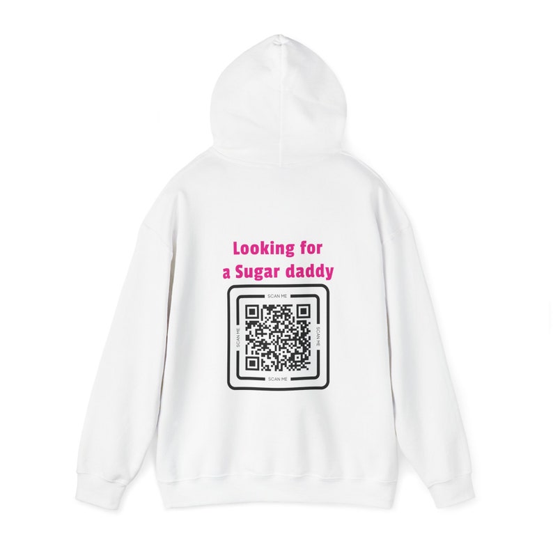 Your Own Personalised Comfy Sugar Daddy Custom QR Code Woman Hooded ...