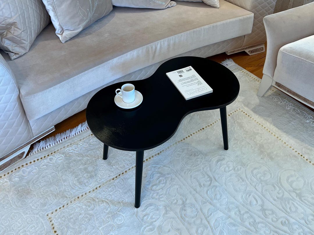 Modern Black Kidney Bean Nesting Coffee Tables Set of 2 – Minimalist ...