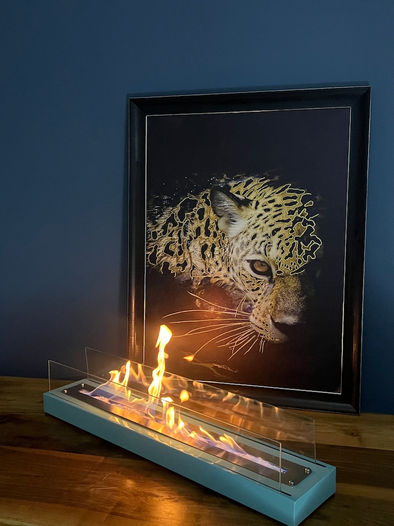 Handmade Table Top Fireplace Turquoise Fire Pit Bioethanol Fireplace ...