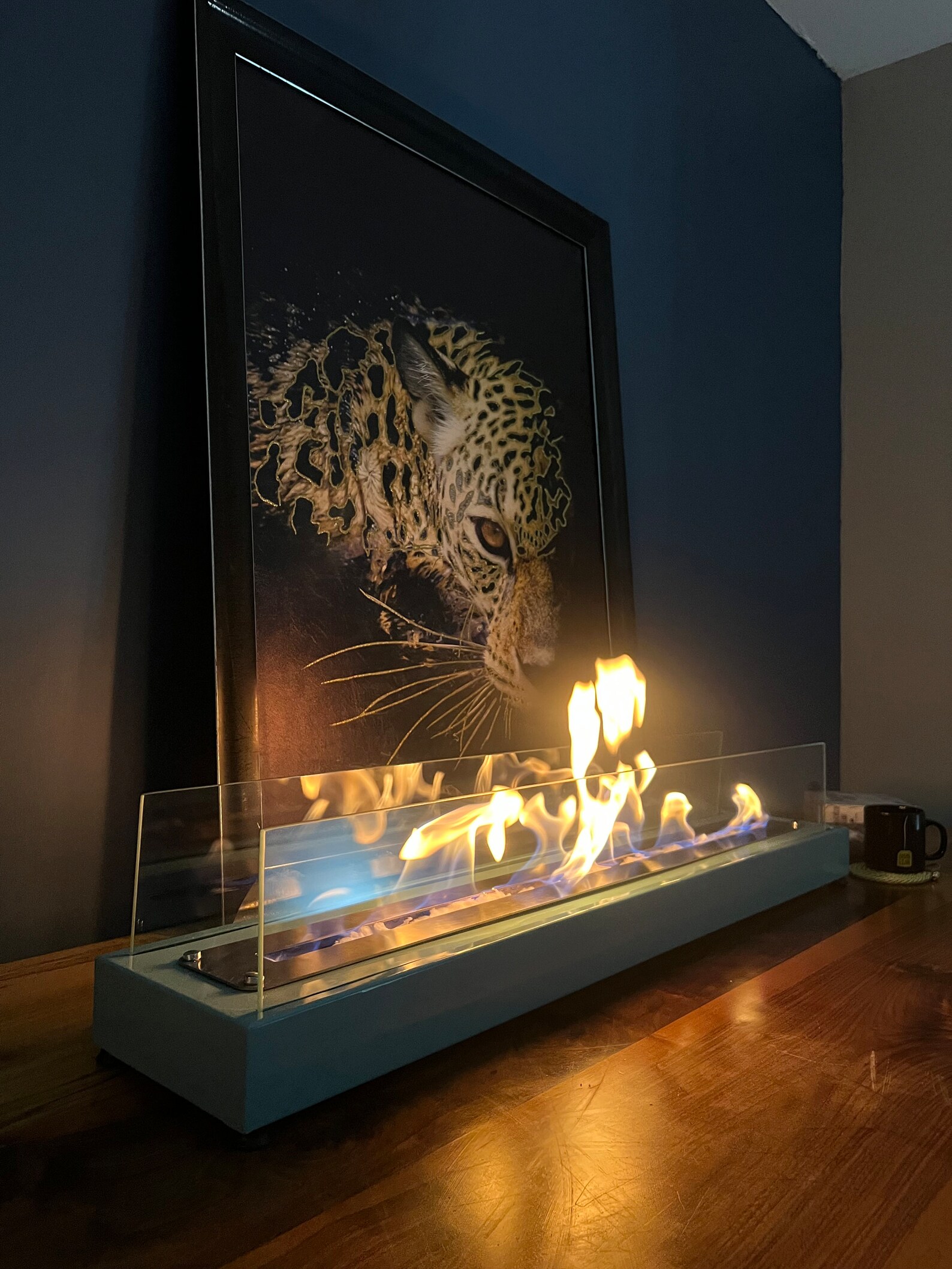 Handmade Table Top Fireplace Turquoise Fire Pit Bioethanol Fireplace ...