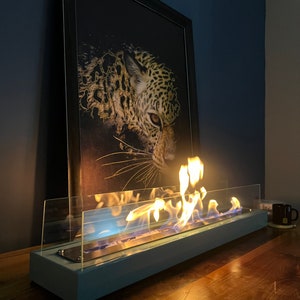 Handmade Table Top Fireplace Turquoise Fire Pit Bioethanol Fireplace ...