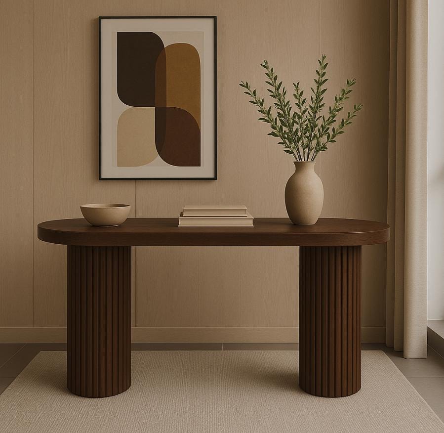 Modern Fluted Leg Console Table – Handmade Solid Wood Entryway Table ...