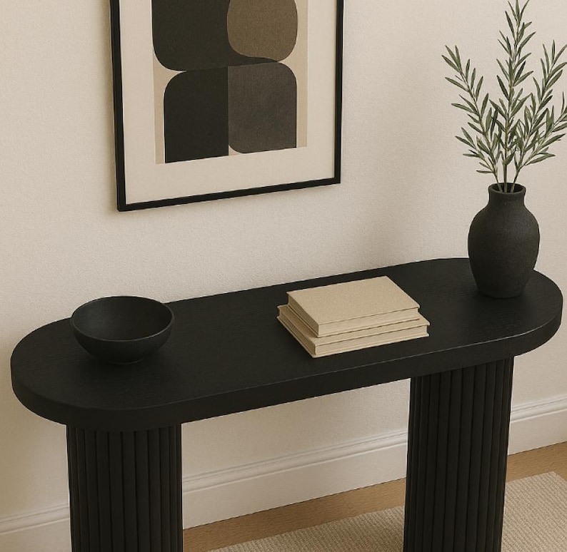 Modern Fluted Leg Console Table – Handmade Solid Wood Entryway Table ...