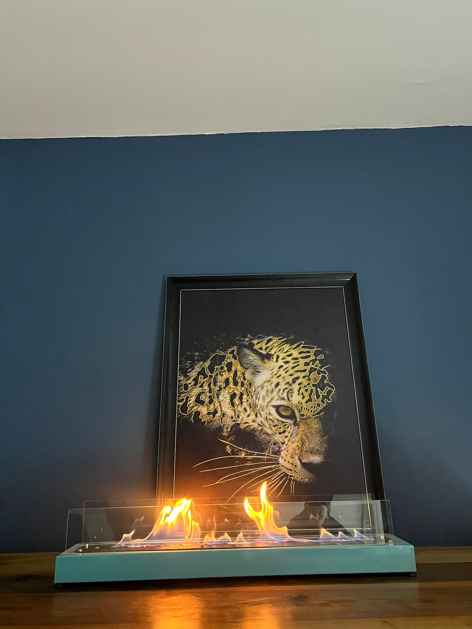 Handmade Table Top Fireplace Turquoise Fire Pit Bioethanol Fireplace ...