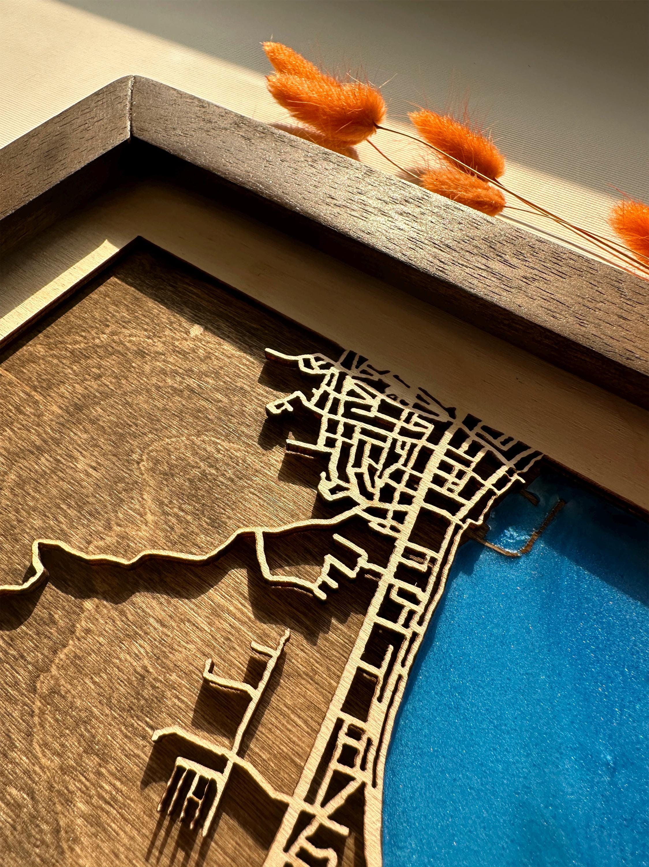 Personalized Custom Wooden Map of Any City in the World - Anniversary ...
