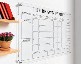 Personalized Acrylic Calendar for Wall, Personalized Family Name ...