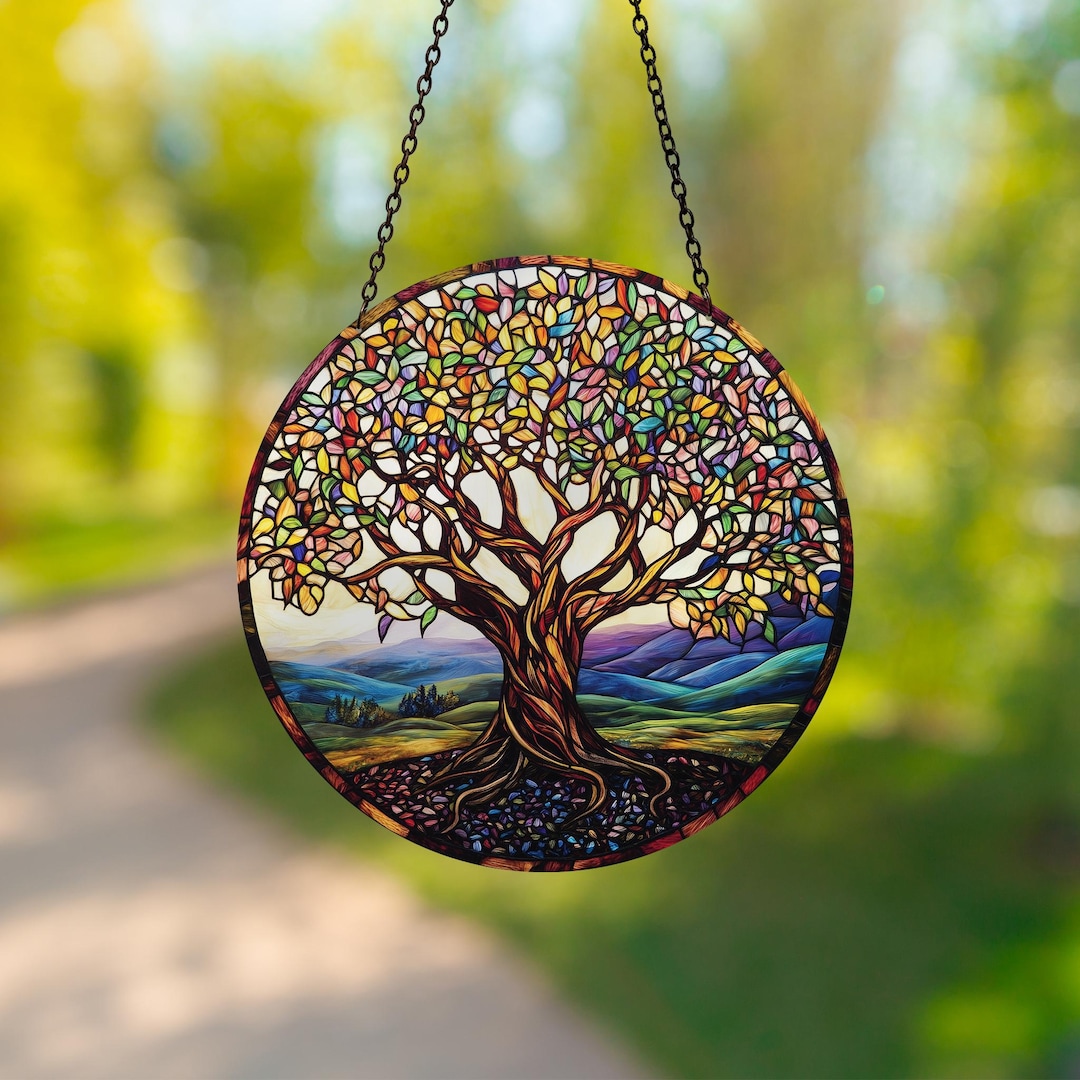 Stained Glass Style Acrylic Tree of Life Suncatcher, Acrylic Window ...