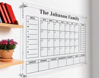 Personalized Acrylic Calendar for Wall, Personalized Family Name ...