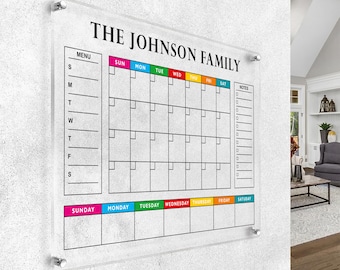 Personalized Acrylic Calendar for Wall, Personalized Family Name ...
