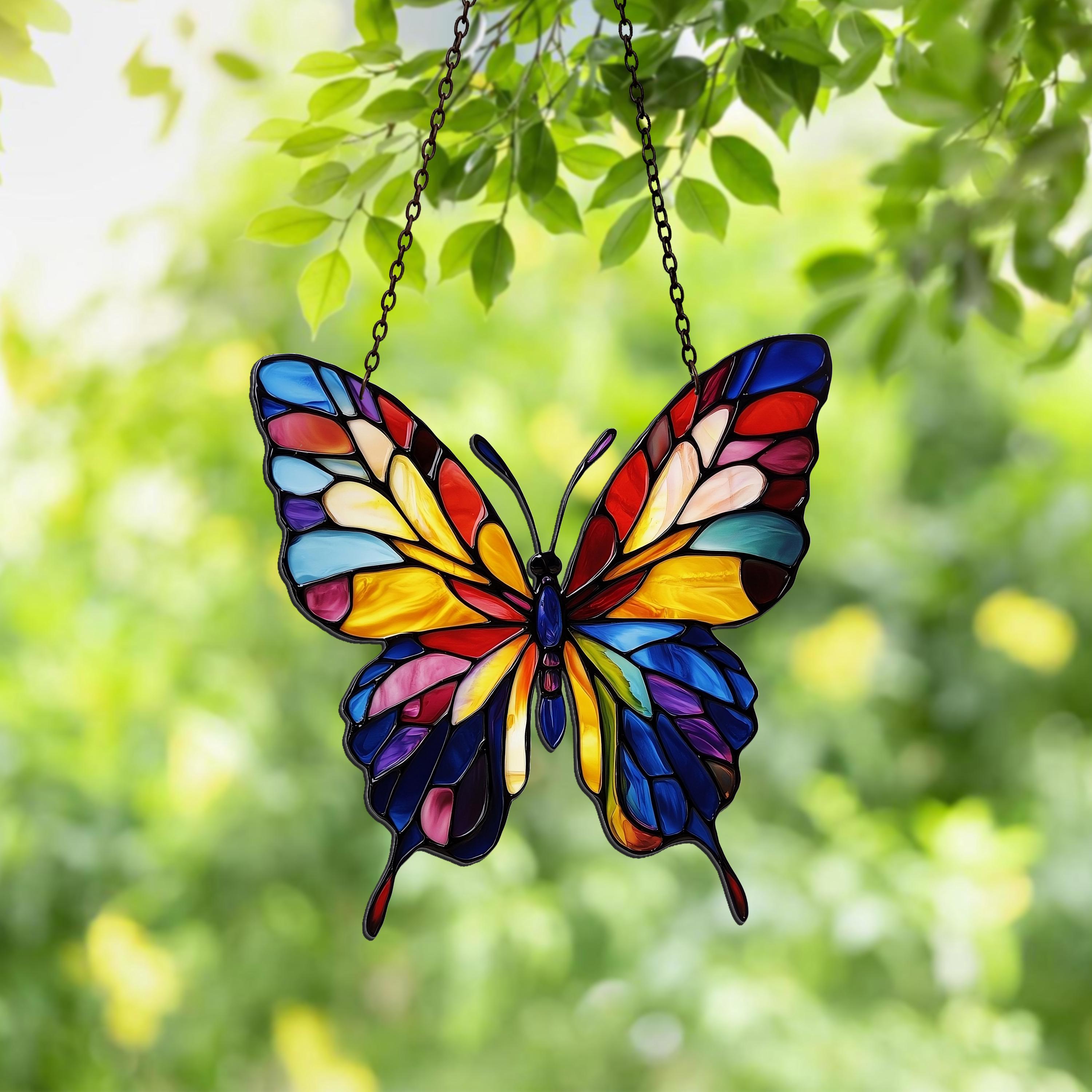 Stained Glass Style Acrylic Butterfly Sun Catcher, Acrylic Window ...