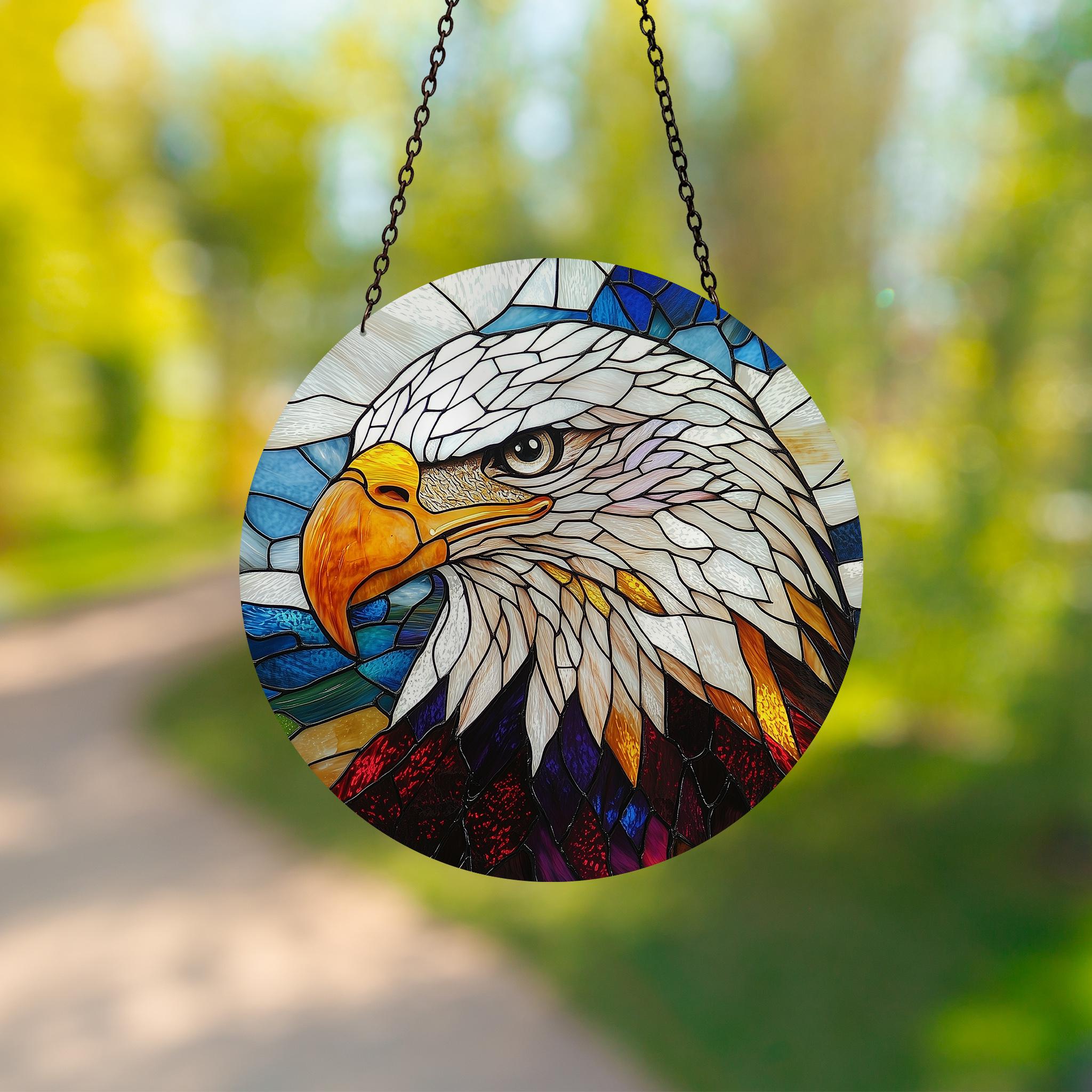 Stained Glass Style Acrylic Bald Eagle Suncatcher, Acrylic Window ...