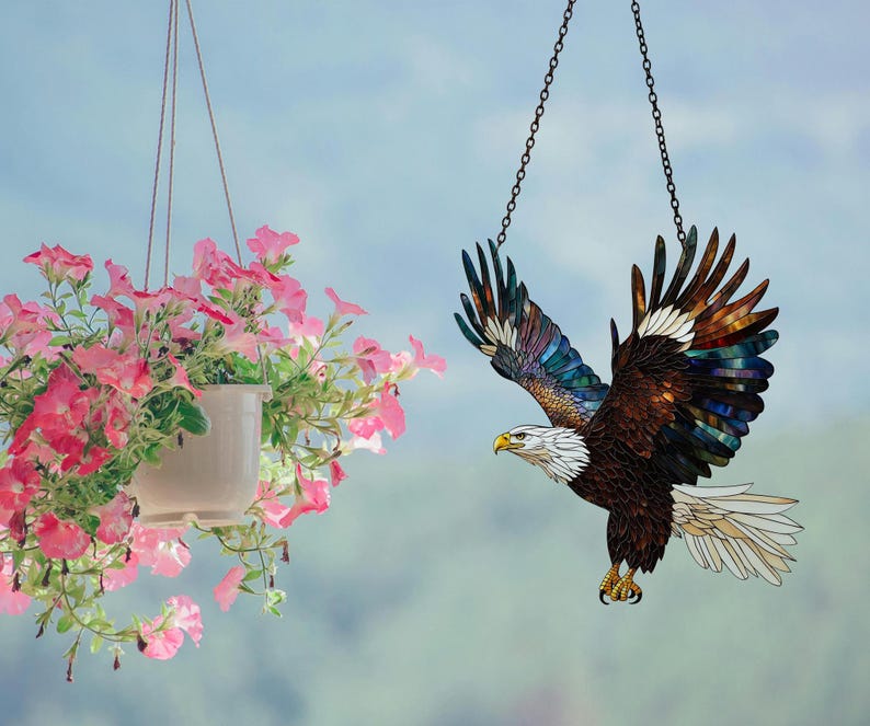 Stained Glass Style Bald Eagle Acrylic Sun Catcher, Window Hanging - Etsy