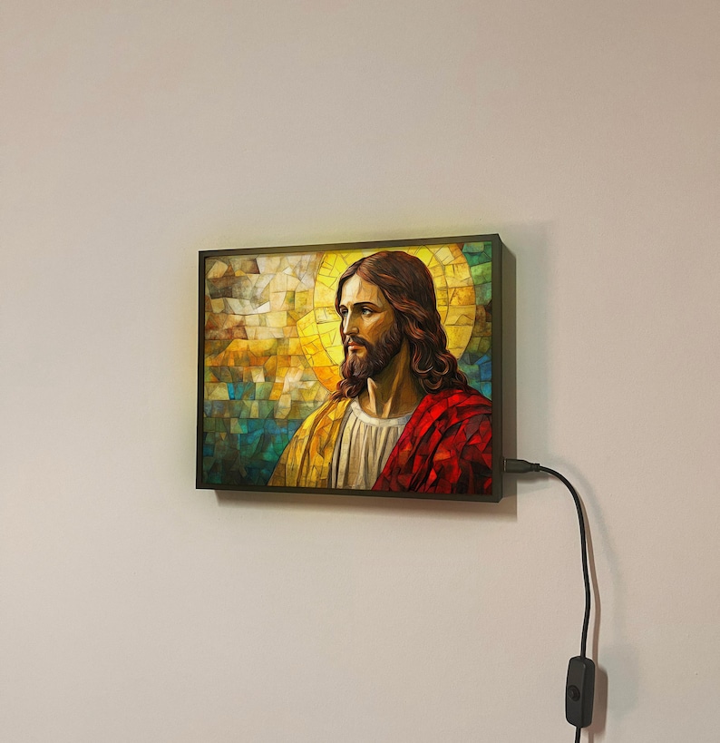 Jesus Christ LED Wall Light – Stained Glass Art, Christian Decor - Etsy