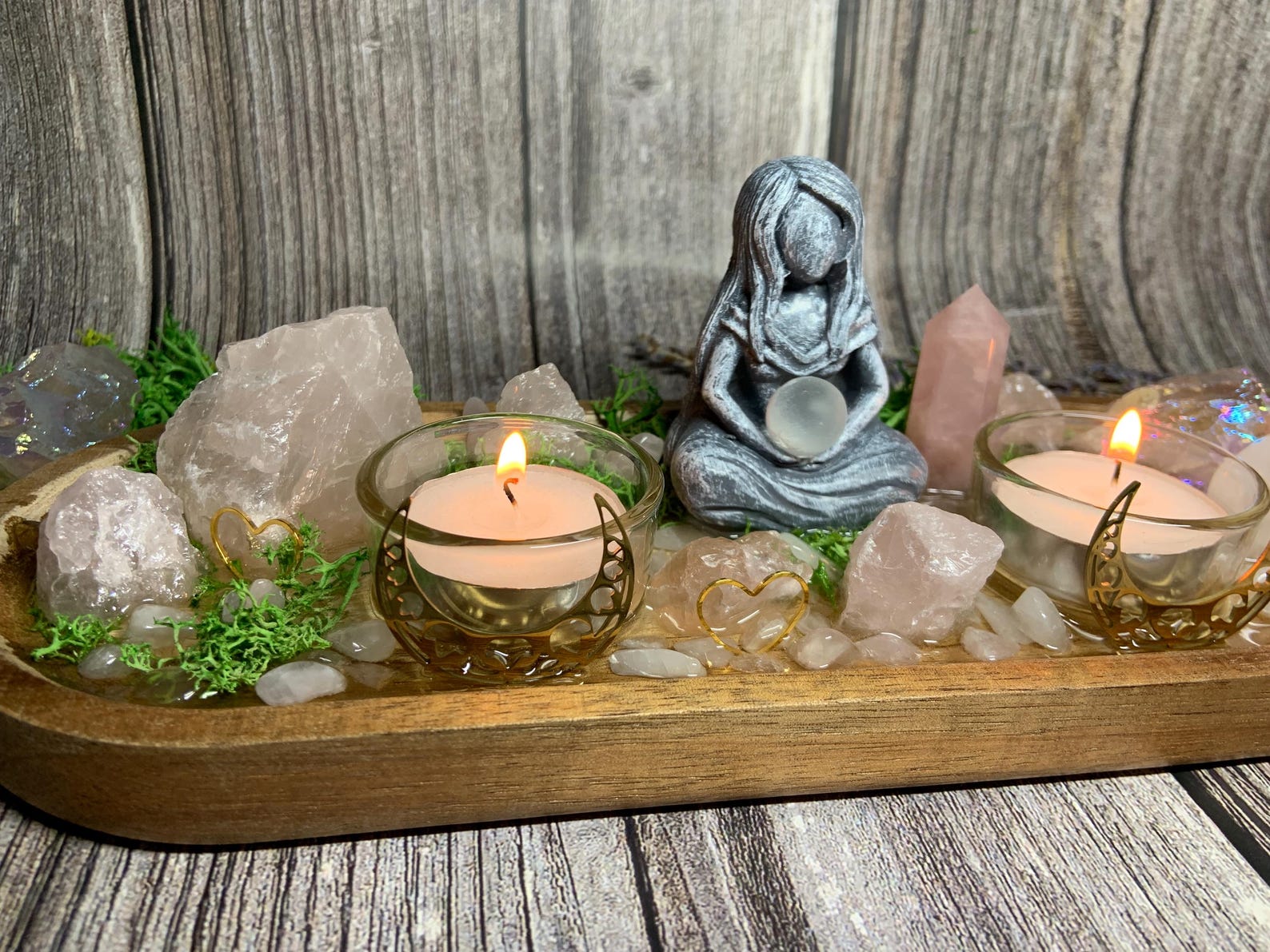 Crystal Candle Holder for Love, Self-love Goddess Rituals | Rose Quartz ...