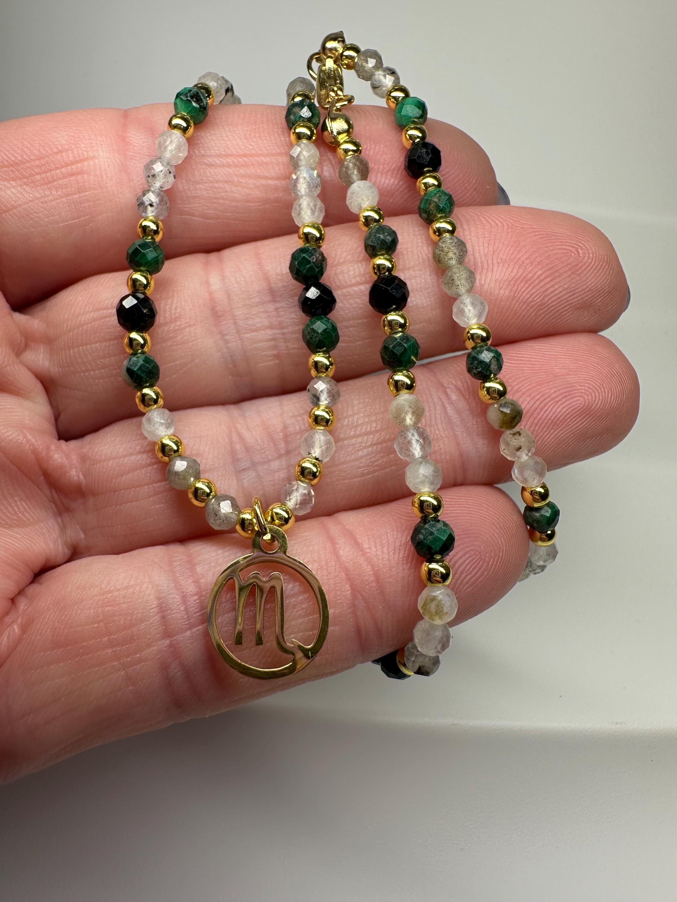 Scorpio Birthstone Necklace, Zodiac Custom, Gemstone Dainty Beaded ...