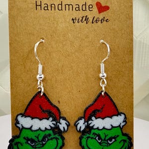 Grinch Christmas Earrings 3D Printed - Etsy