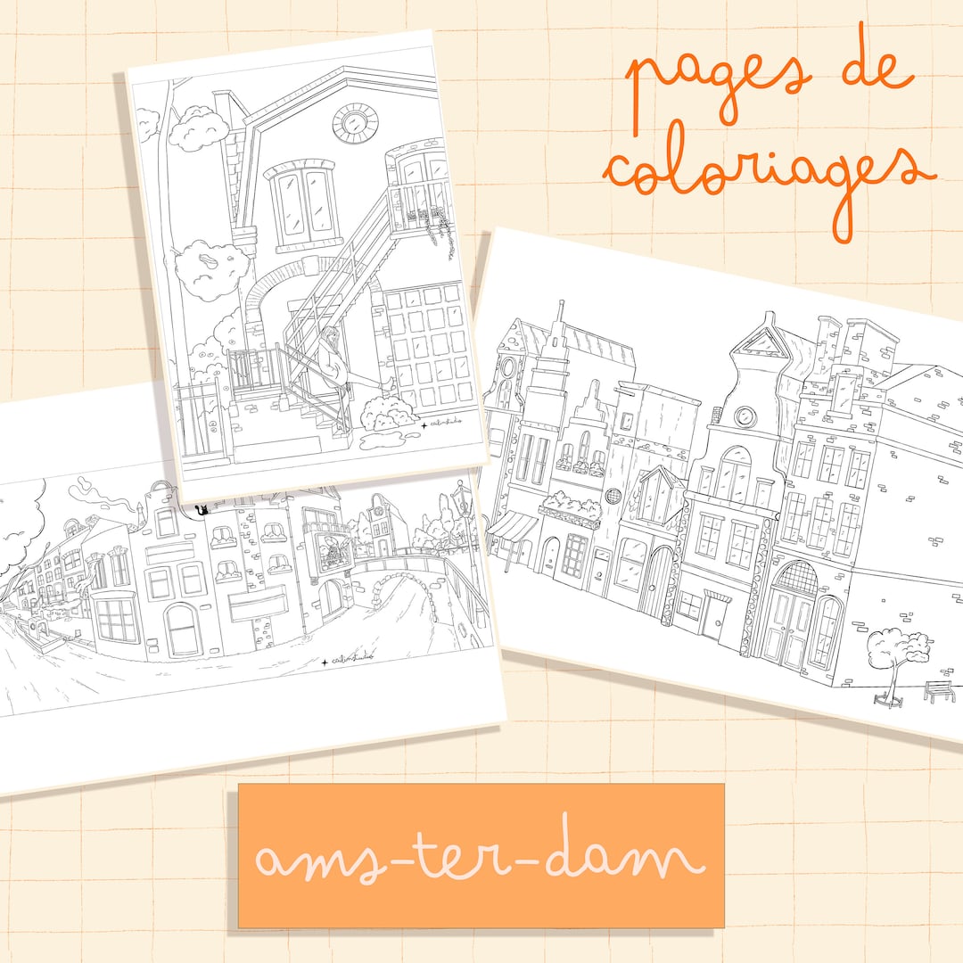 Printable Adult Coloring Sheets, Coloring Illustration Amsterdam ...