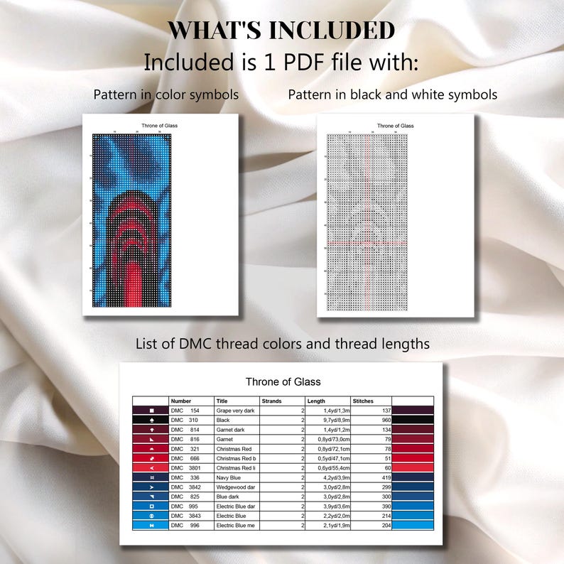 Throne of Glass Cross Stitch Pattern Bookmark, Terrasen Book Cover ...