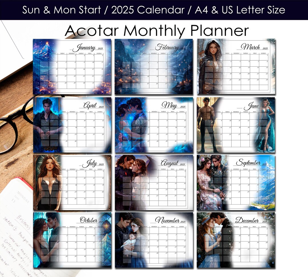 Acotar 2025 Monthly Calendar Printable, Acotar Art Print, SJM Art ...