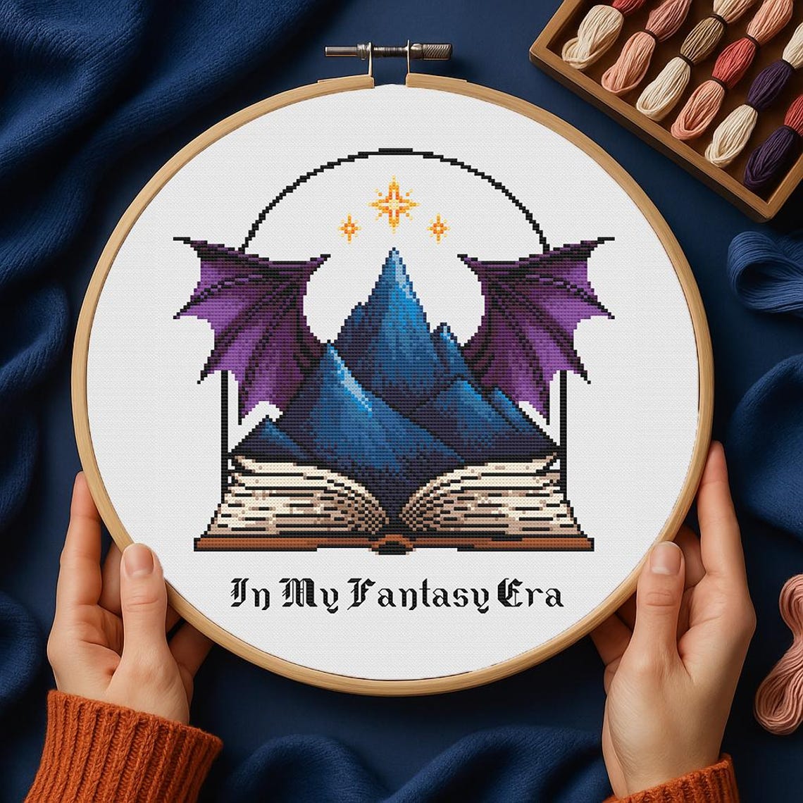 Bookshelf Decor With Acotar Cross Stitch, in My Fantasy Era, Cross ...