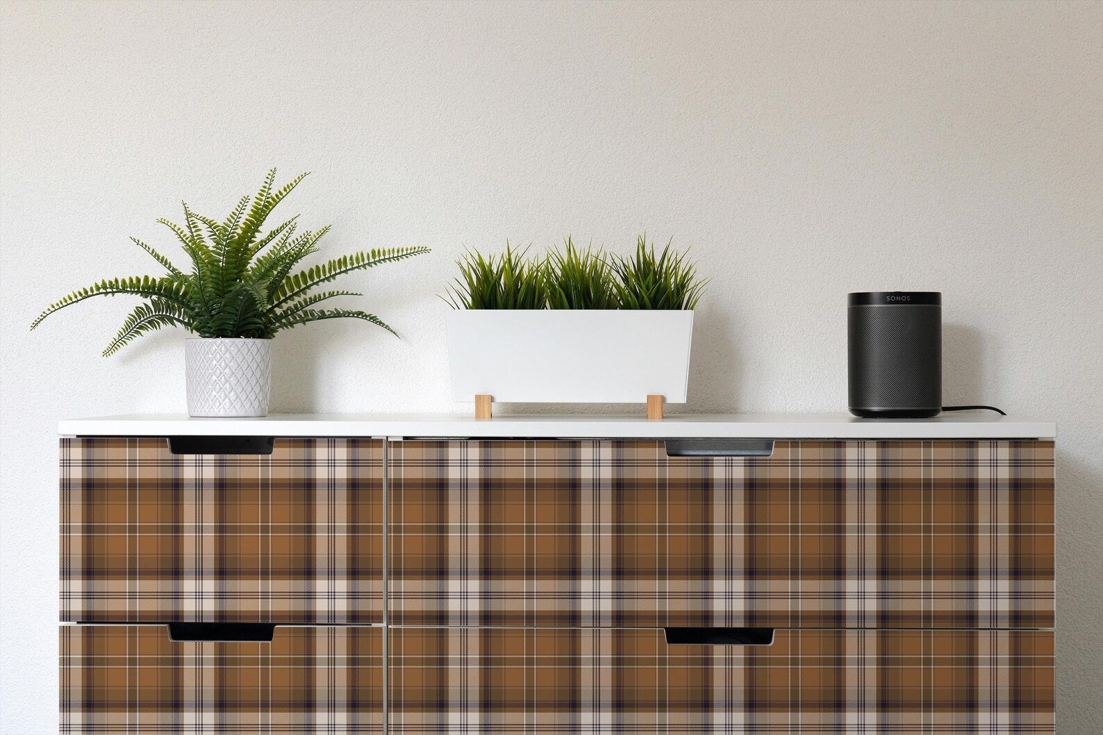 Dark Brown Preppy Plaid Wallpaper - Bronze, Copper, Beige | Peel ...