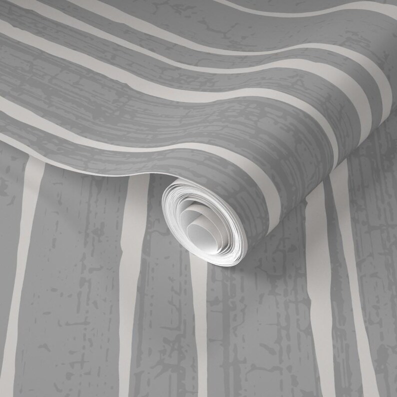 Vertical Stripes Grey Wallpaper With Wood Texture | Peel & Stick ...