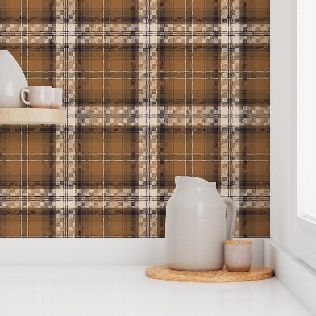 Dark Brown Preppy Plaid Wallpaper - Bronze, Copper, Beige | Peel ...
