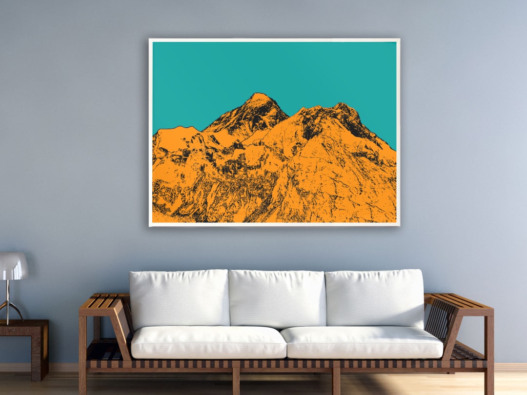 Mount Everest Orange Blue Poster - Etsy