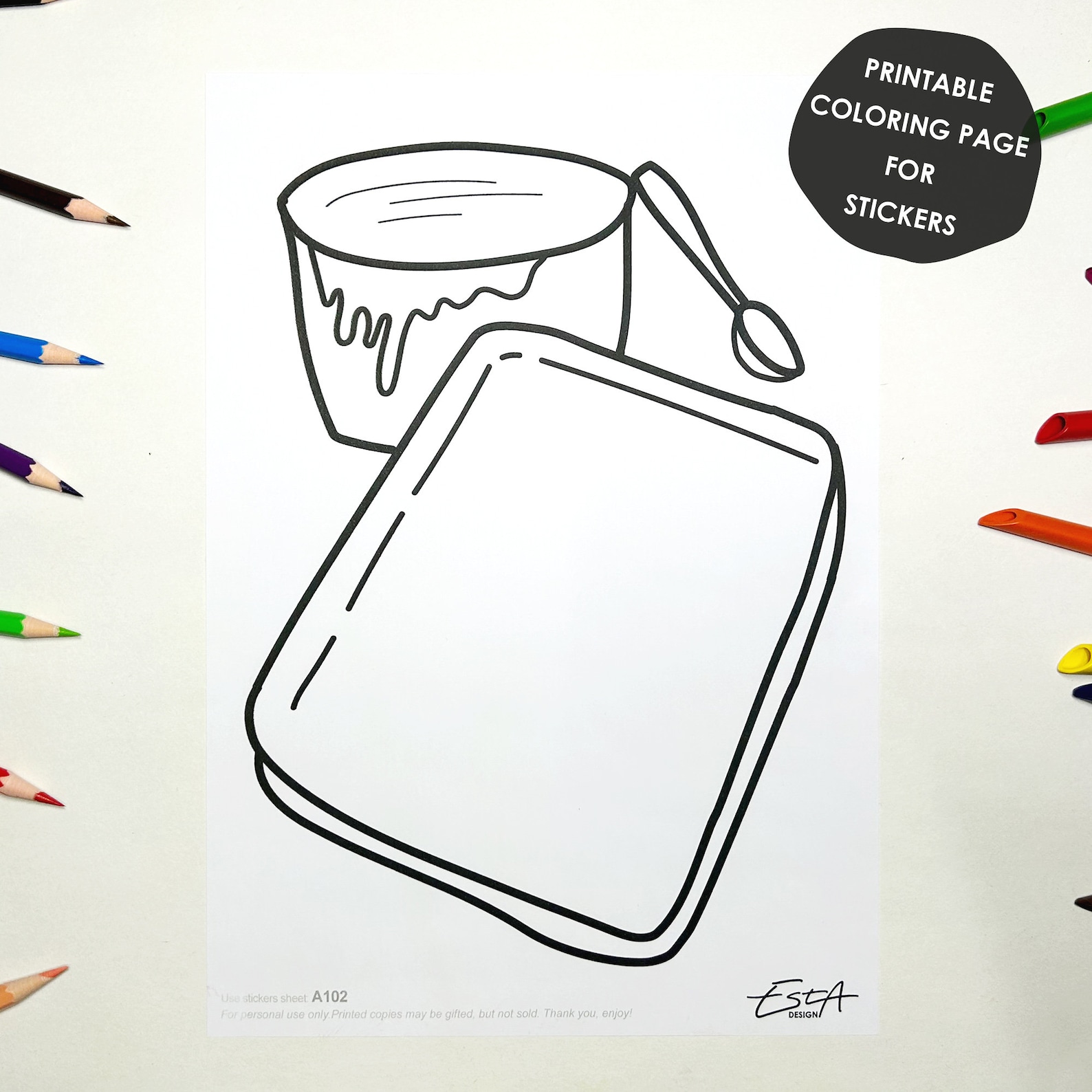 Coloring Sticker Sheet & FREE Printable Coloring Page for Kids, Free ...