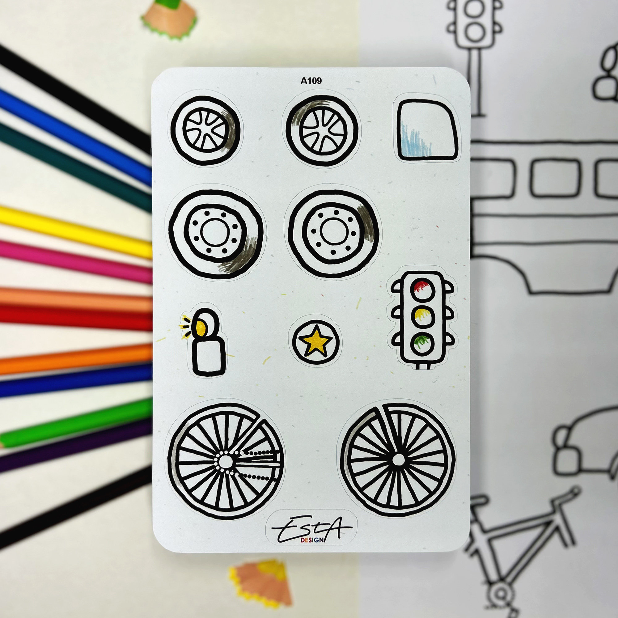 Coloring Sticker Sheet & FREE Printable Coloring Page for Kids, Auto ...