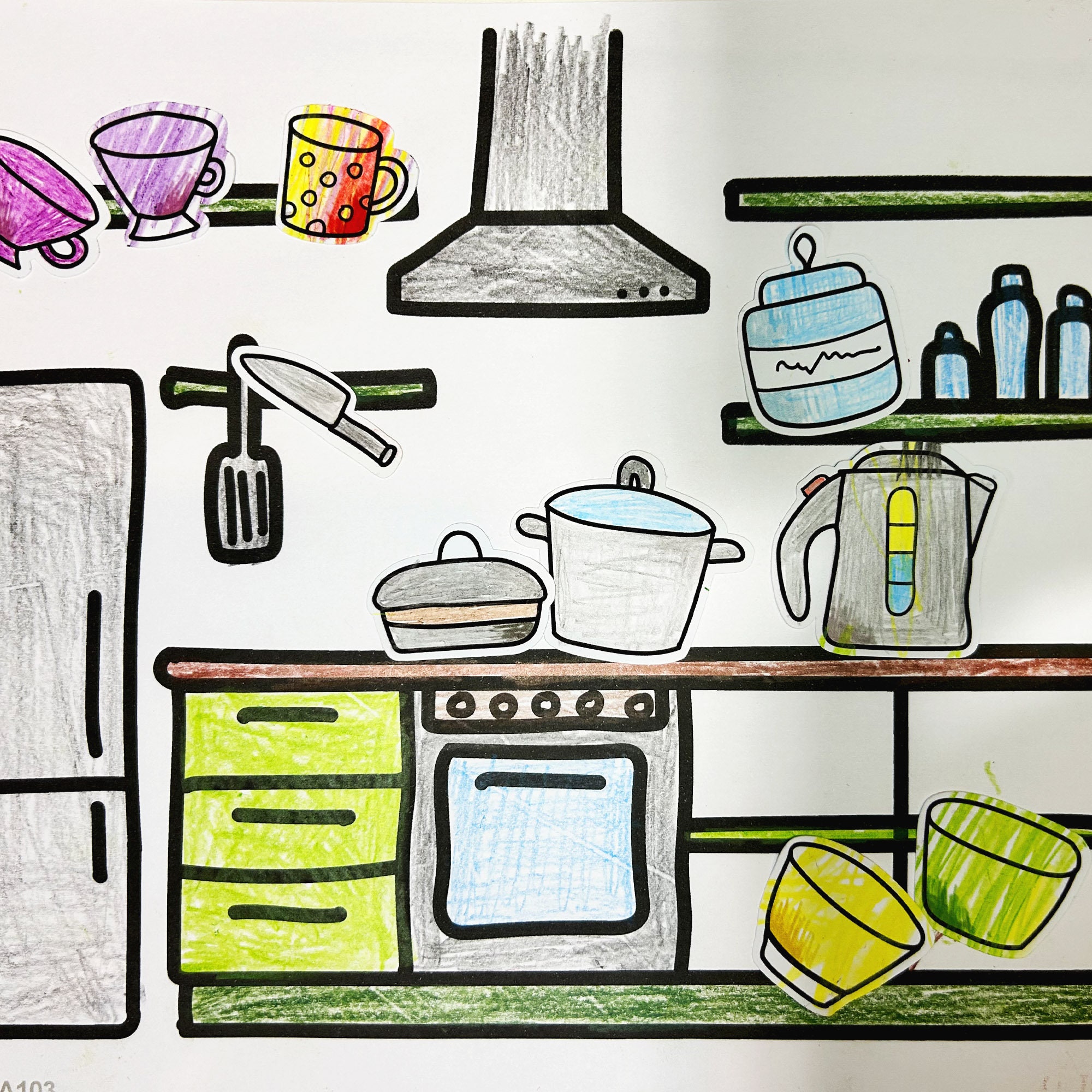 Coloring Sticker Sheet & FREE Printable Coloring Page for Kids, Kitchen ...