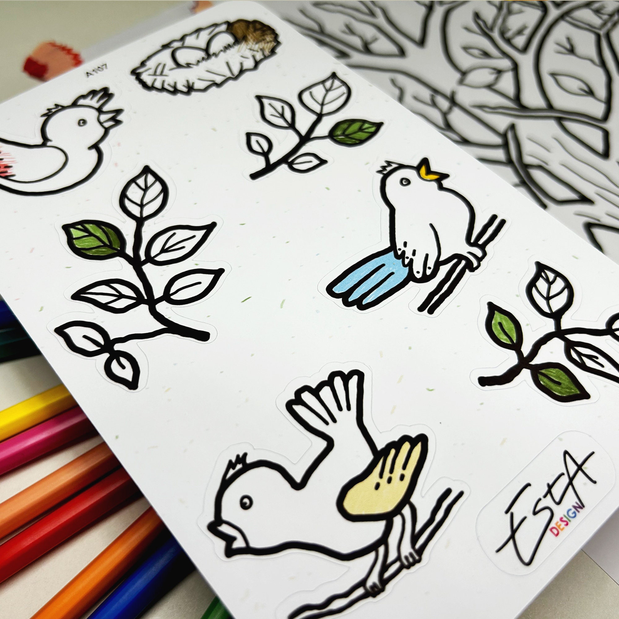 Coloring Sticker Sheet & FREE Printable Coloring Page for Kids, Nature ...