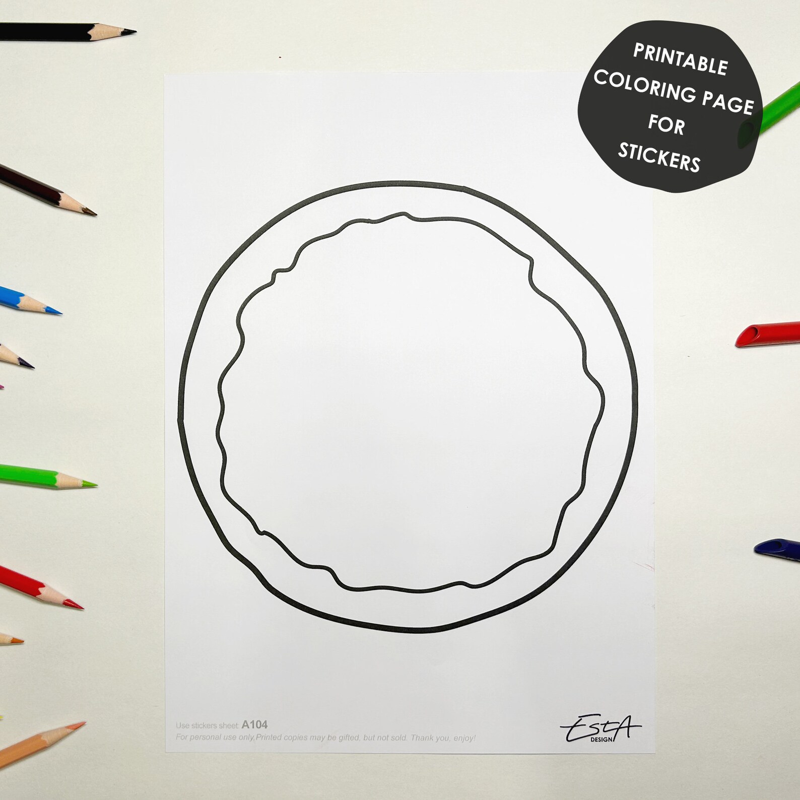 Coloring Sticker Sheet & FREE Printable Coloring Page for Kids, Create ...