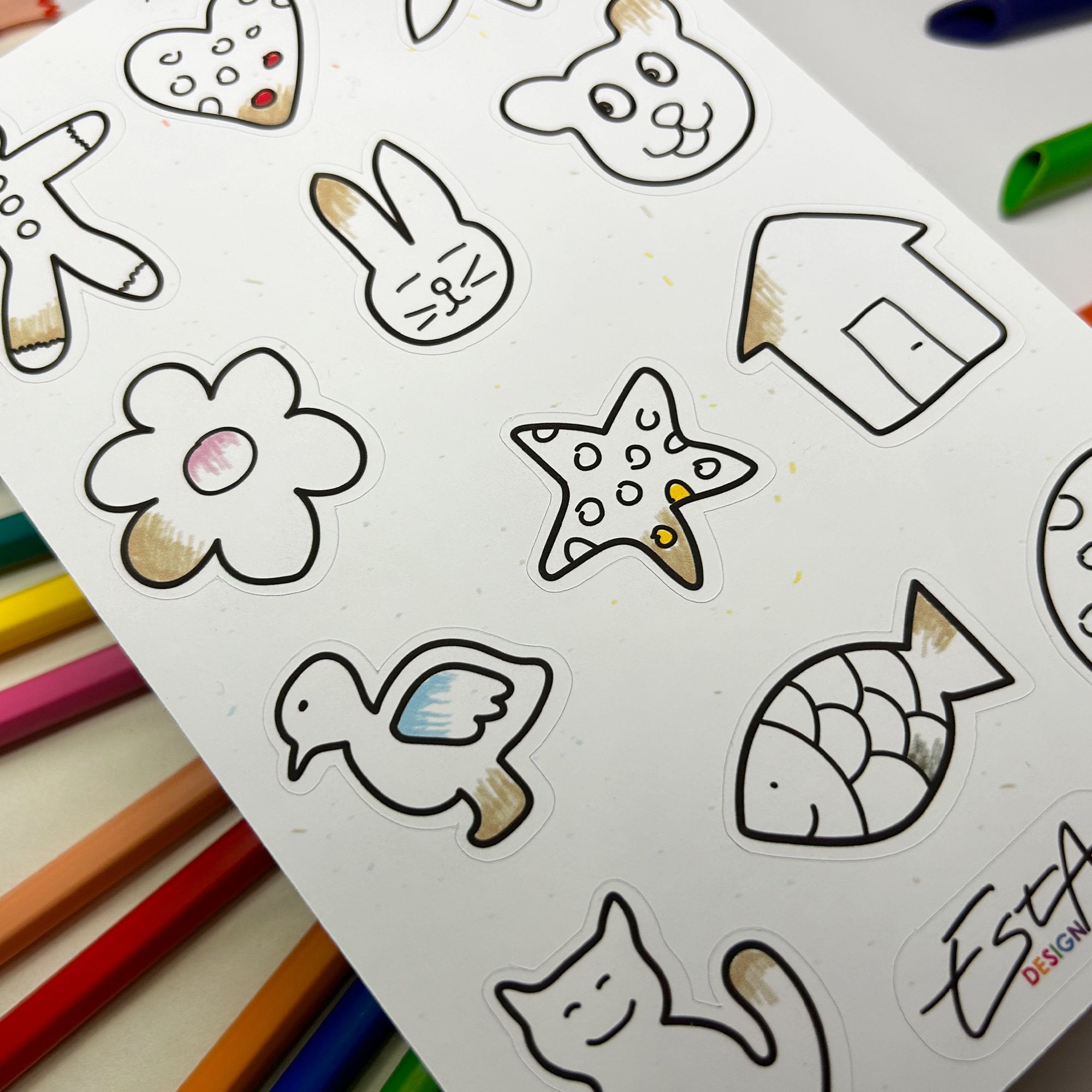 Coloring Sticker Sheet & FREE Printable Coloring Page for Kids, Free ...