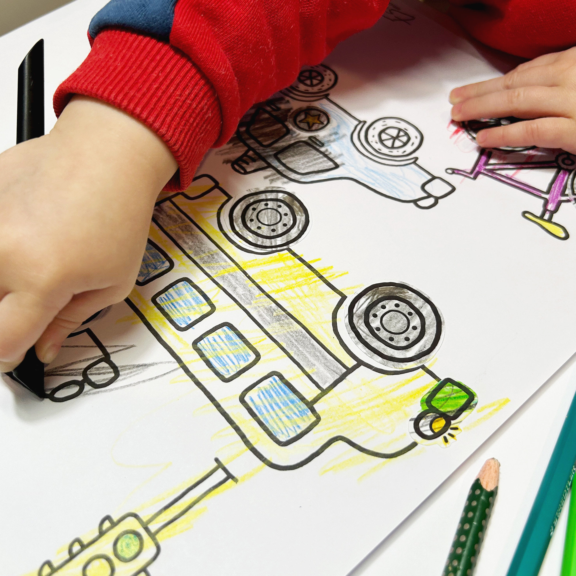 Coloring Sticker Sheet & FREE Printable Coloring Page for Kids, Auto ...