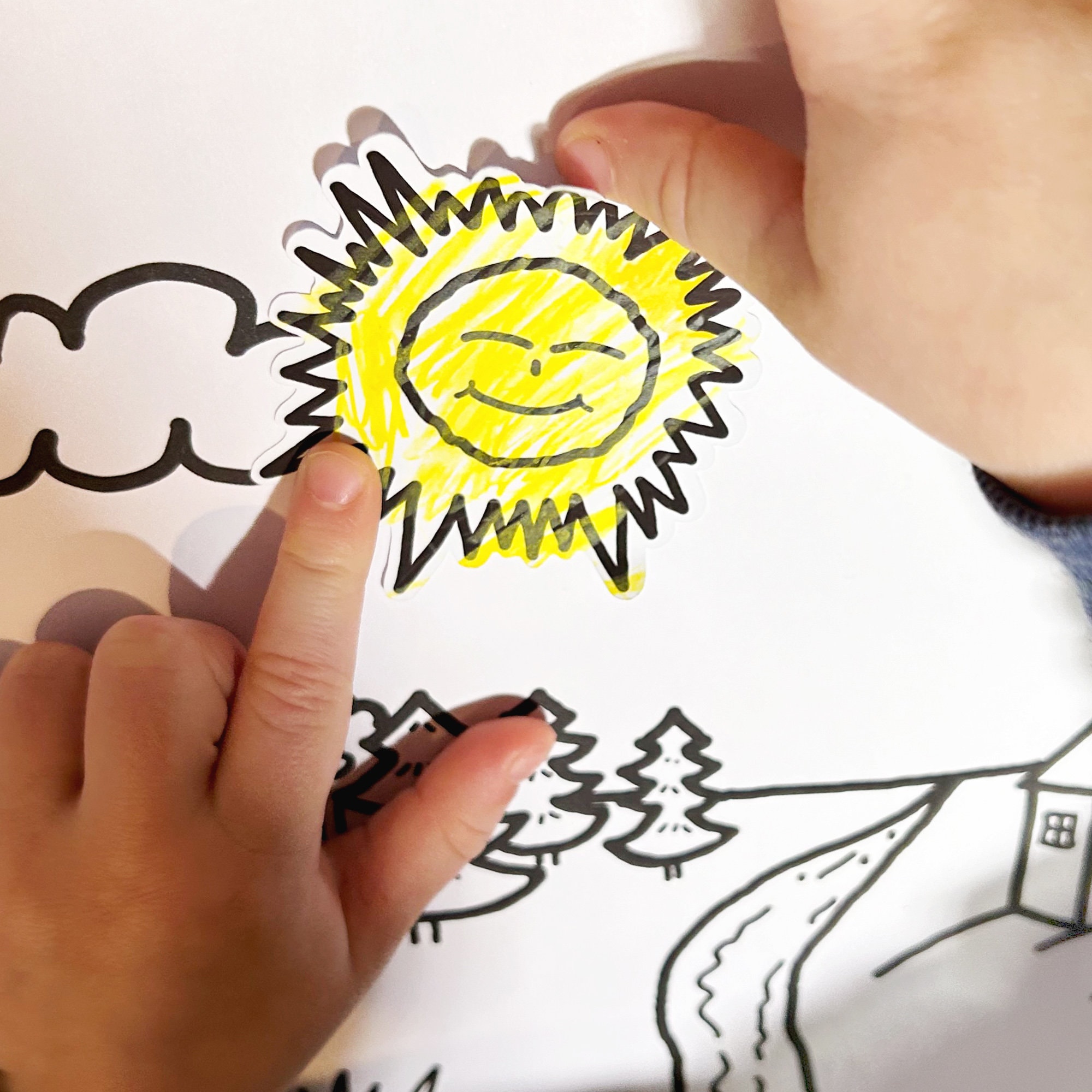 Coloring Sticker Sheet & Printable Coloring Page Set for Kids, Nature ...