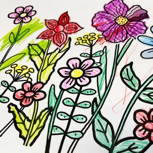 Coloring Sticker Sheet & FREE Printable Coloring Page for Kids, Flowers ...