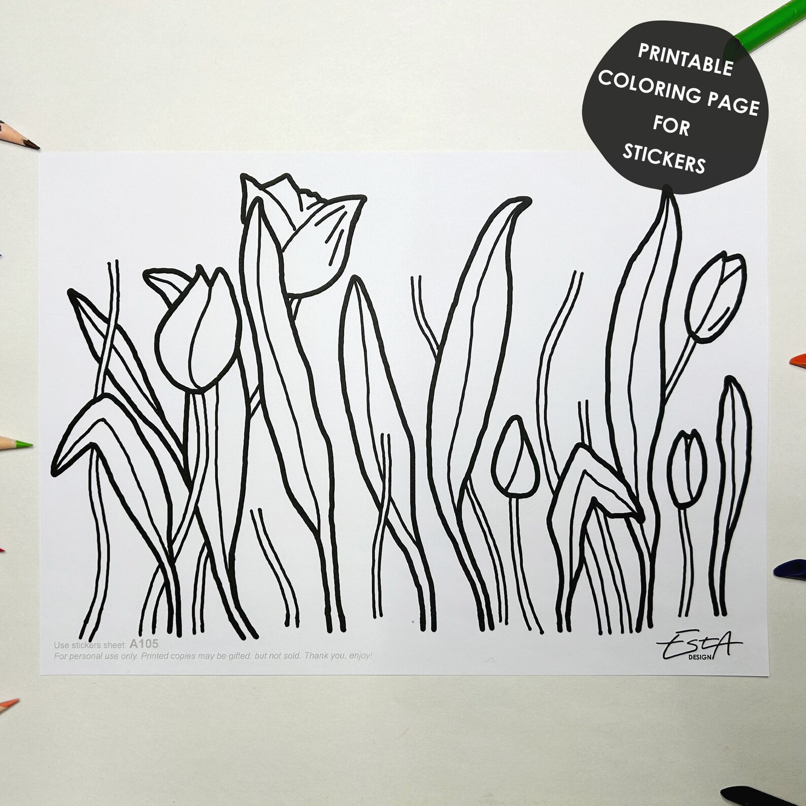 Coloring Sticker Sheet & FREE Printable Coloring Page for Kids, Nature ...