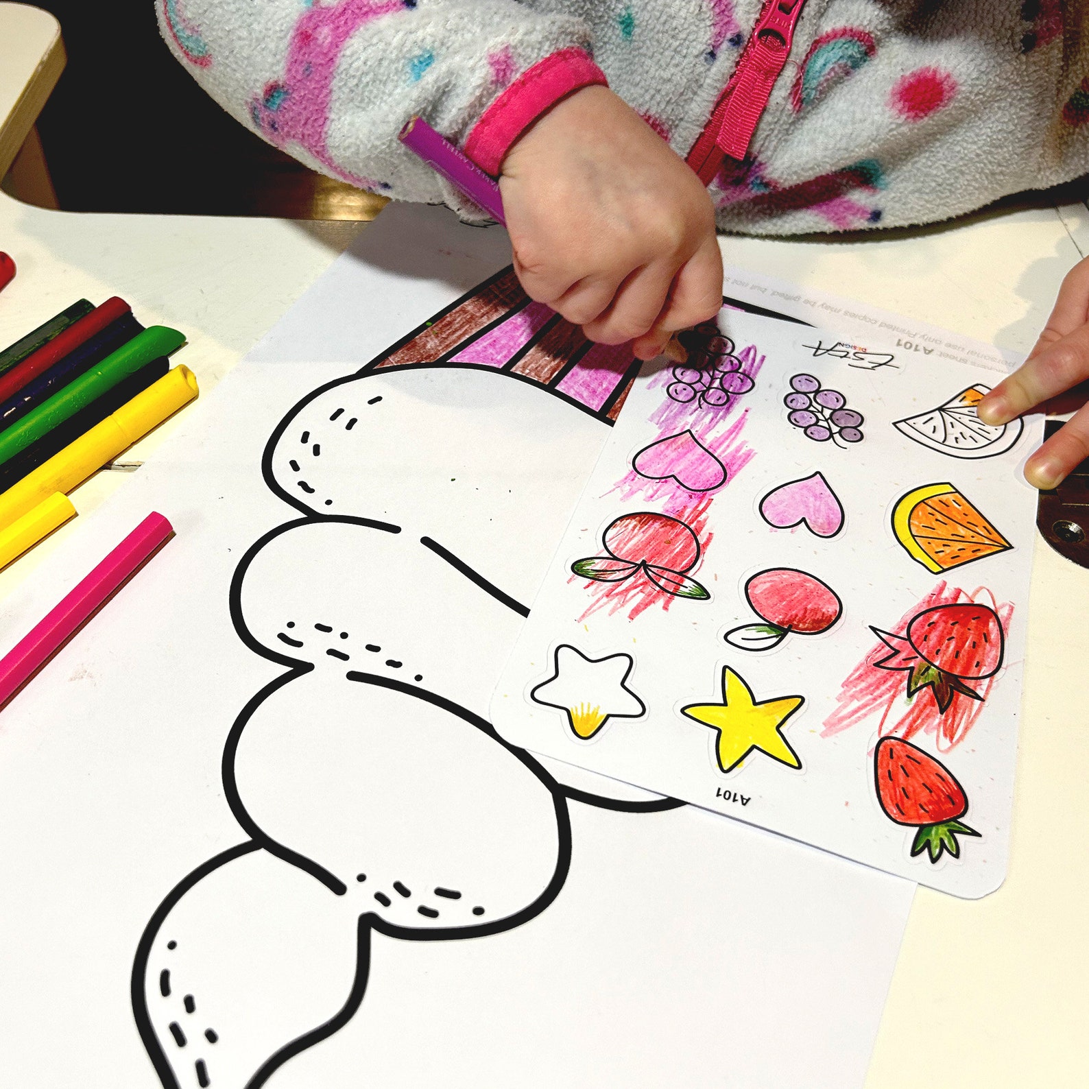 Coloring Sticker Sheet & FREE Printable Coloring Page for Kids, Cupcake ...