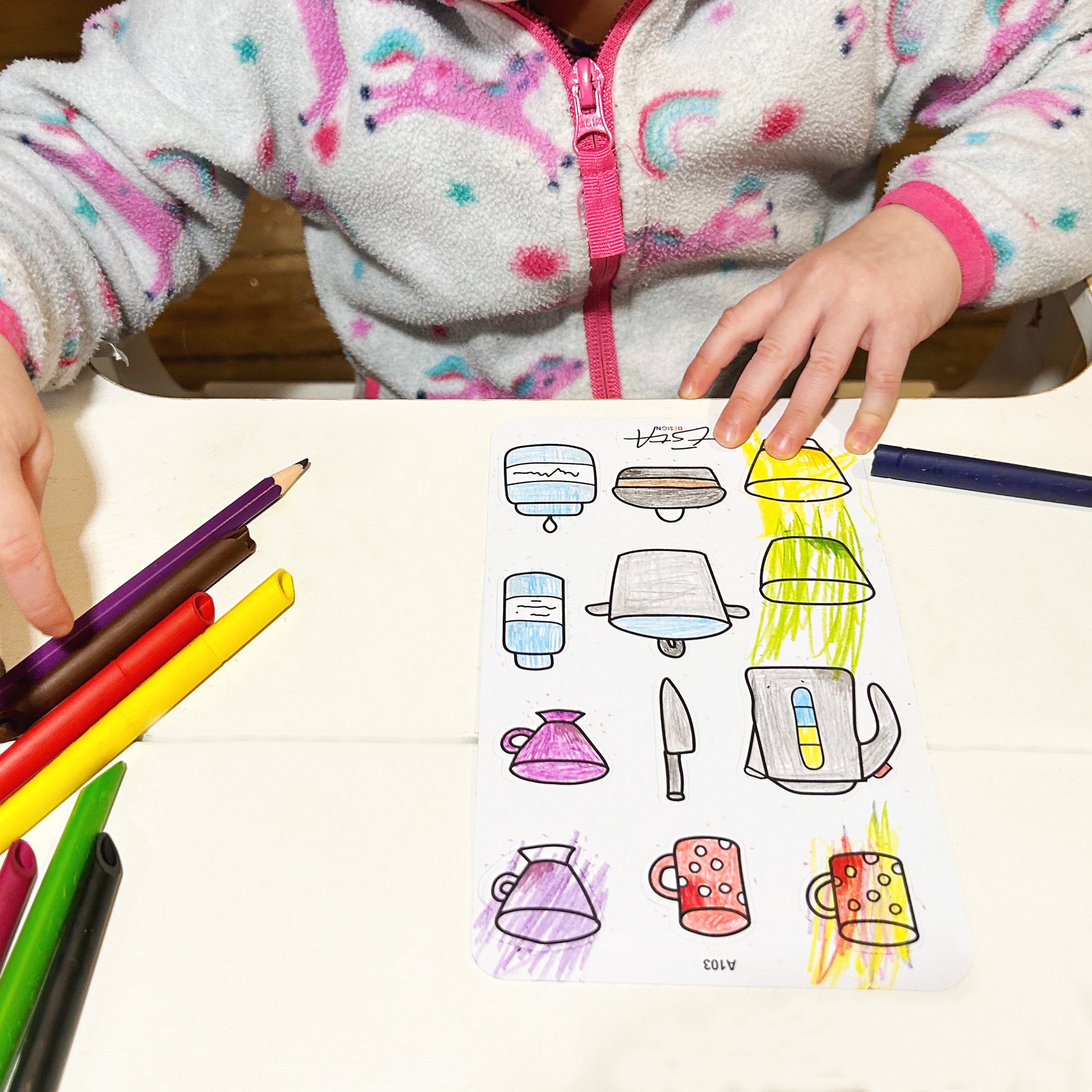 Coloring Sticker Sheet & FREE Printable Coloring Page for Kids, Kitchen ...