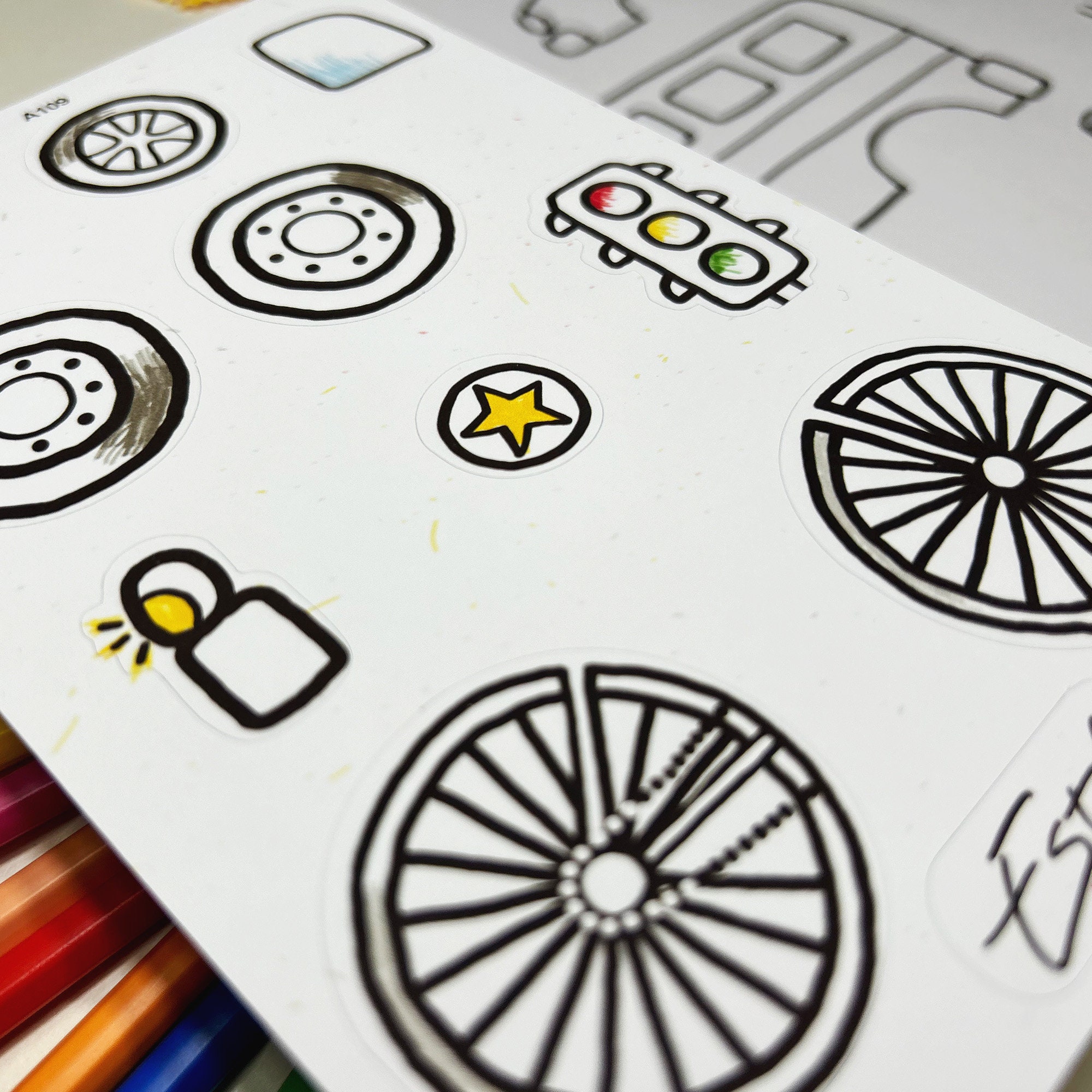 Coloring Sticker Sheet & FREE Printable Coloring Page for Kids, Auto ...