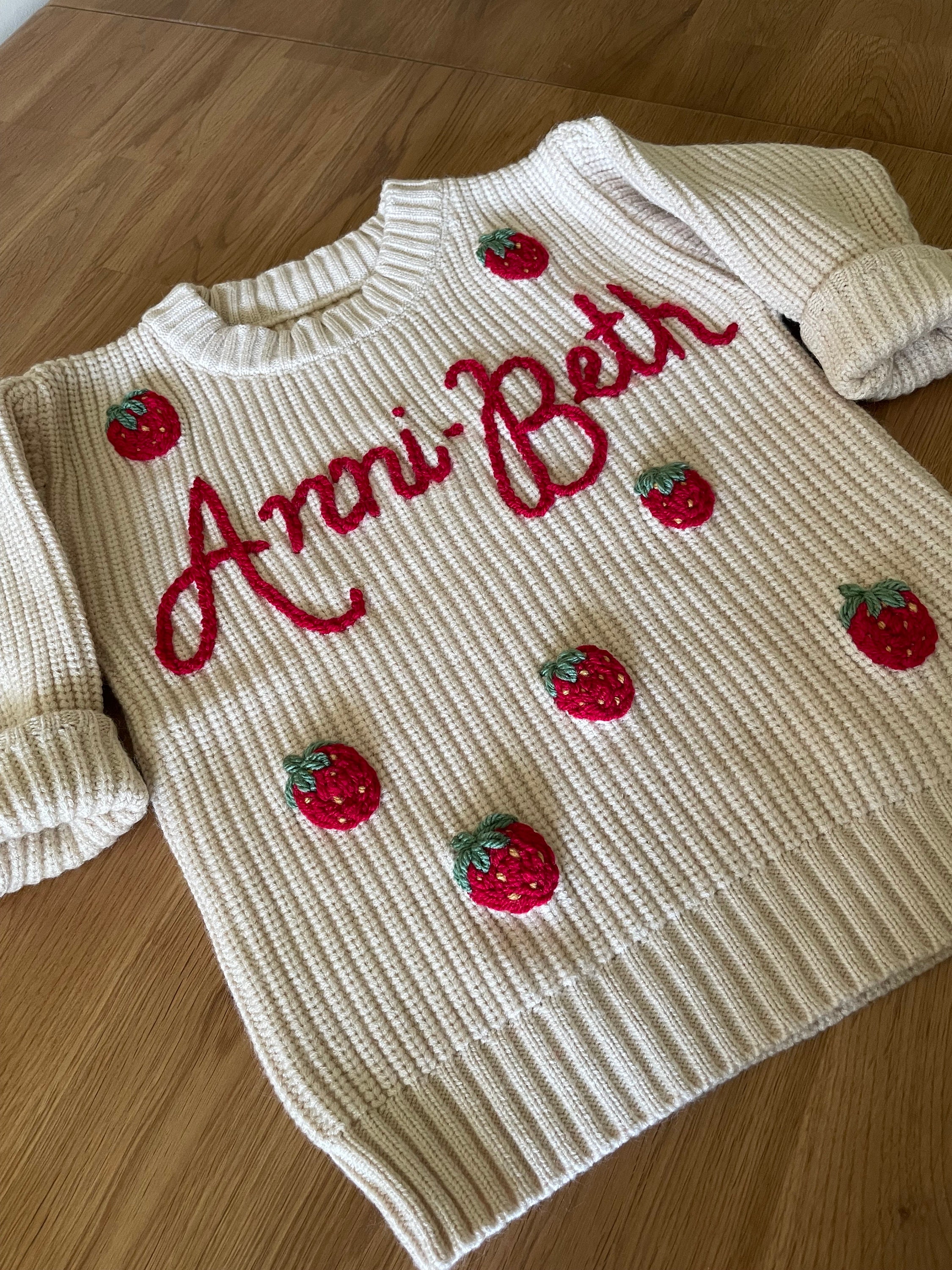 Children's Personalised Hand Embroidered Knitted Jumper With ...