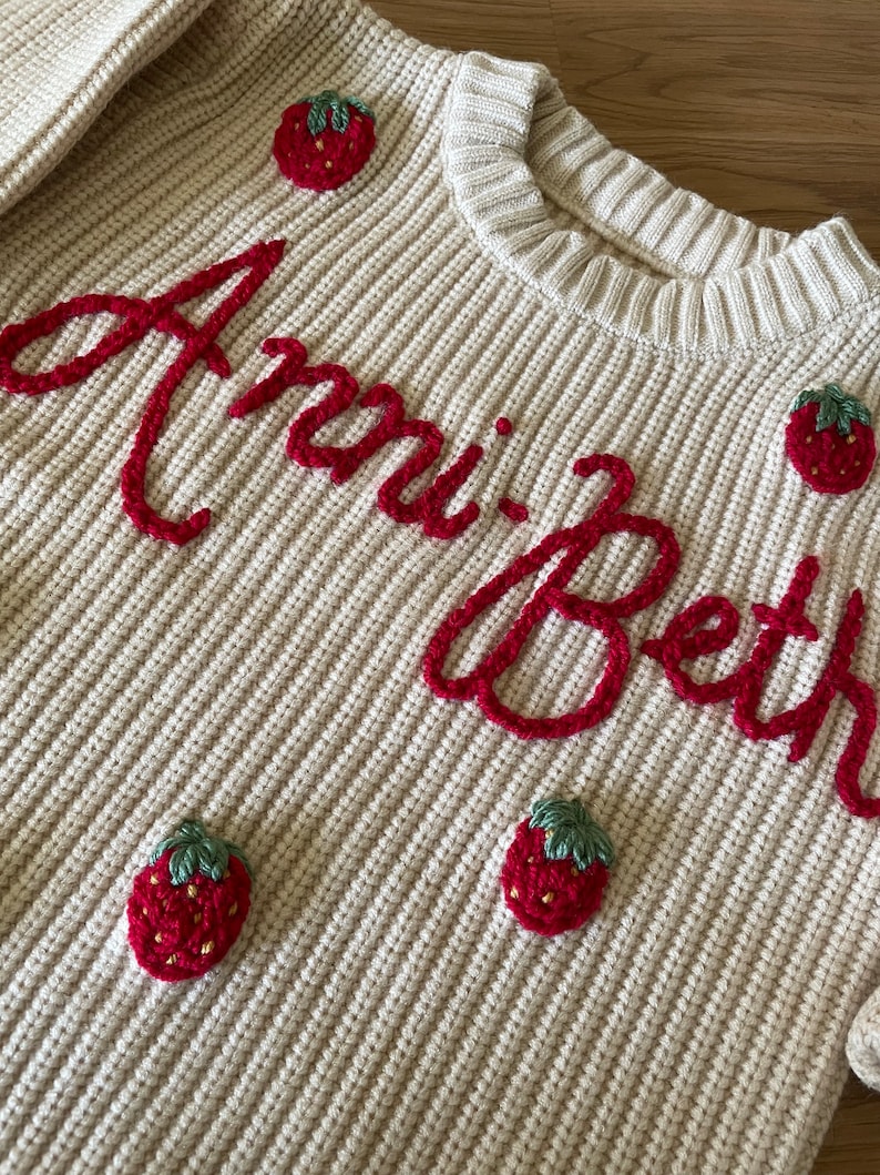 Children's Personalised Hand Embroidered Knitted Jumper With ...