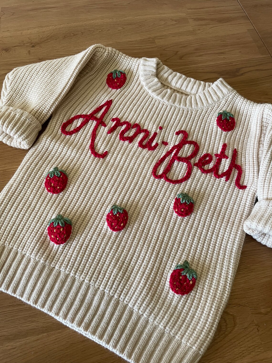 Children's Personalised Hand Embroidered Knitted Jumper With ...
