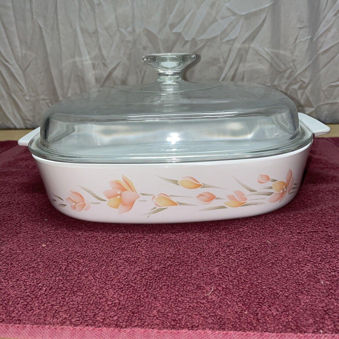 Corning Ware Peach Floral A10B 2.5 Liter Casserole Dish Original Pyrex ...