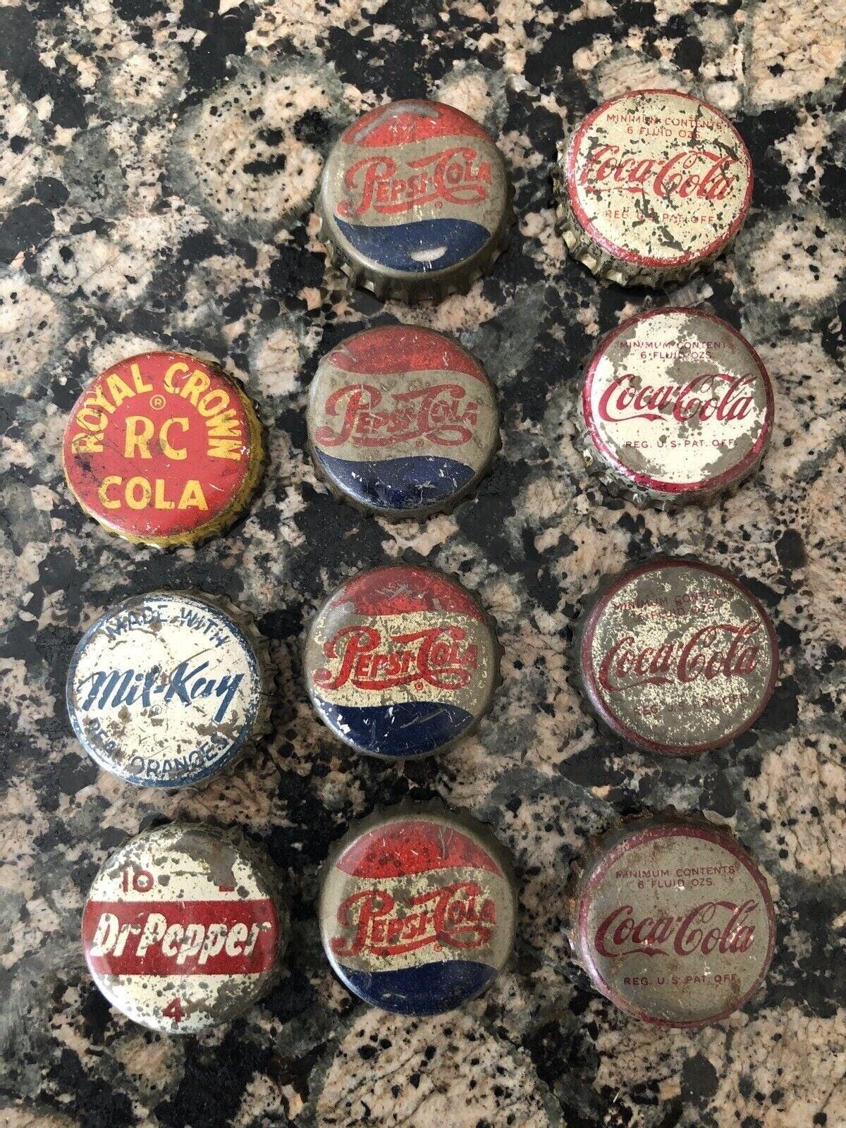 Vintage Cork Bottle Cap Collection Pepsi Coke Dr Pepper RC Cola & Mil ...
