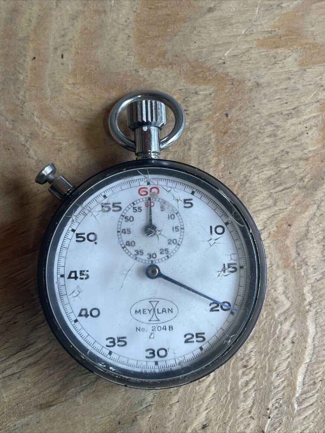 Vintage White Dial Meylan Type 204B Stopwatch Works Engraved H.P. Co ...